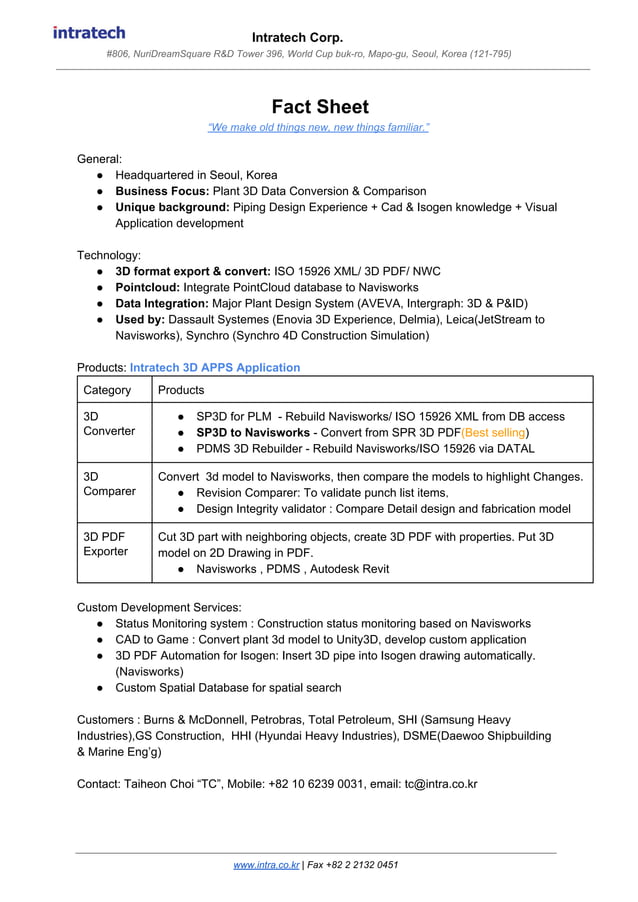Intratech fact sheet 2015 | PDF | 3-D Graphics | Computer Software and ...