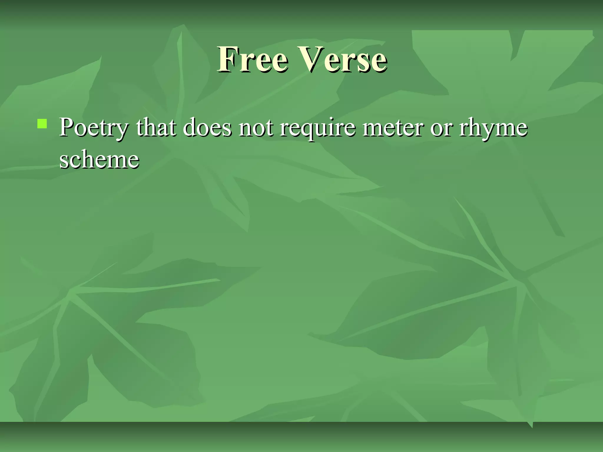Traditional Forms of Poetry | PPT