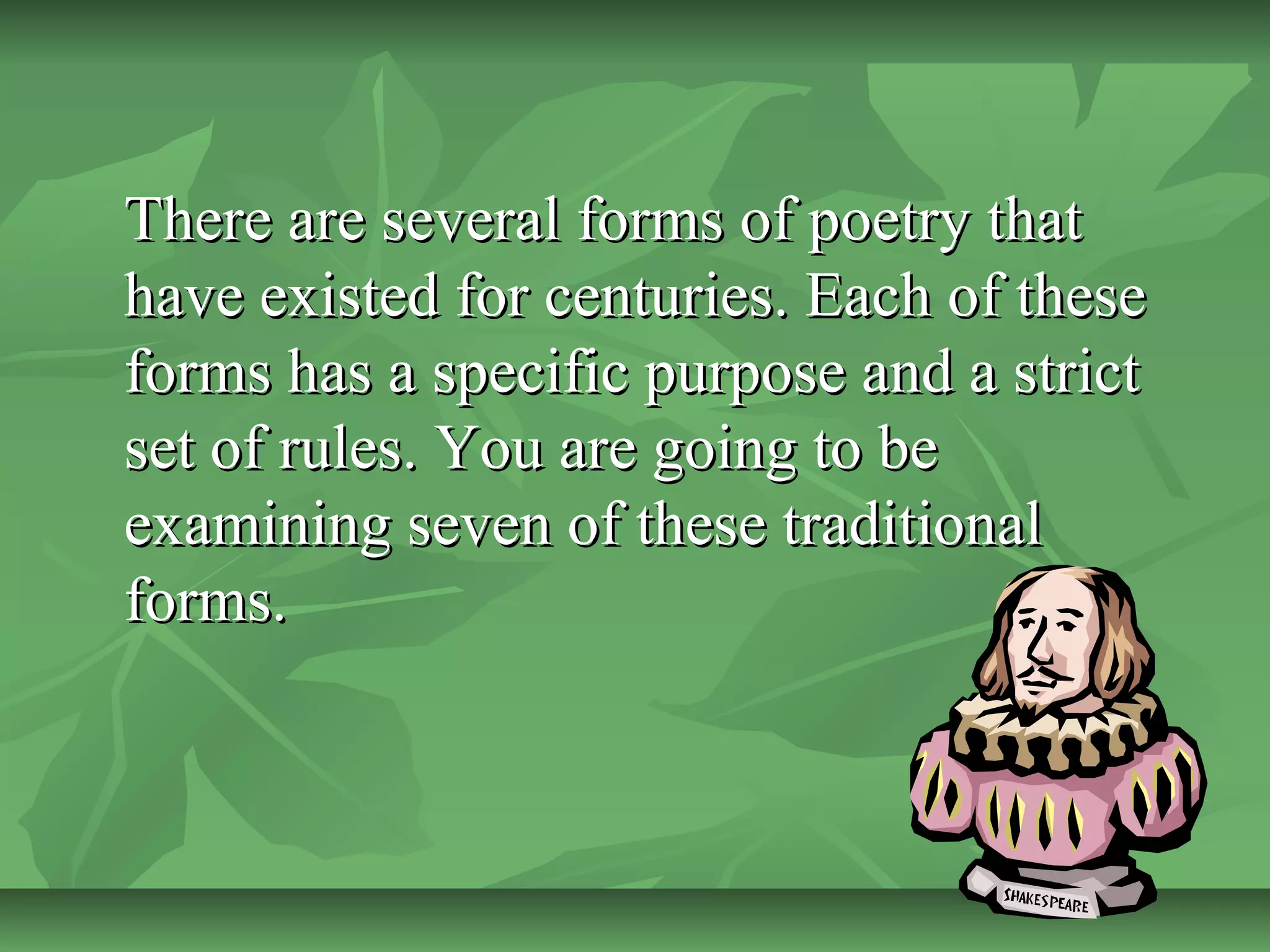 Traditional Forms of Poetry | PPT