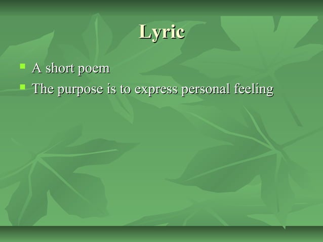 Traditional Forms of Poetry | PPT