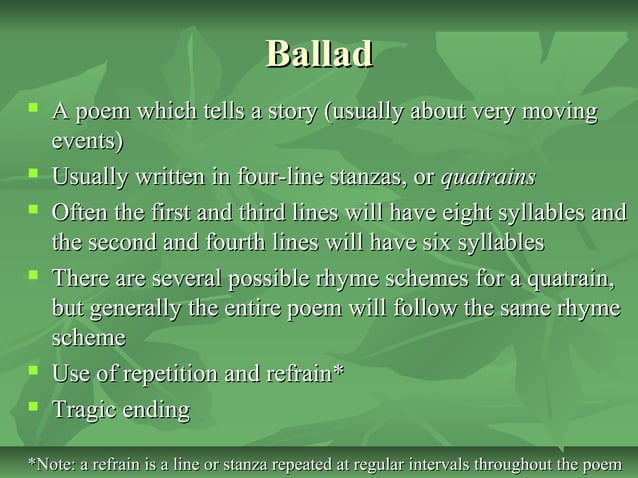 Traditional Forms of Poetry | PPT