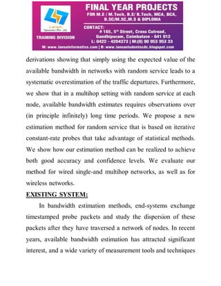 Stochastic bandwidth estimation in networks with random service | DOC