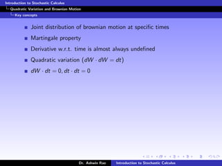 Introduction to Stochastic calculus | PDF
