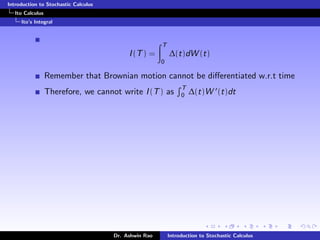 Introduction to Stochastic calculus | PDF