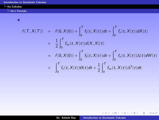 Introduction To Stochastic Calculus