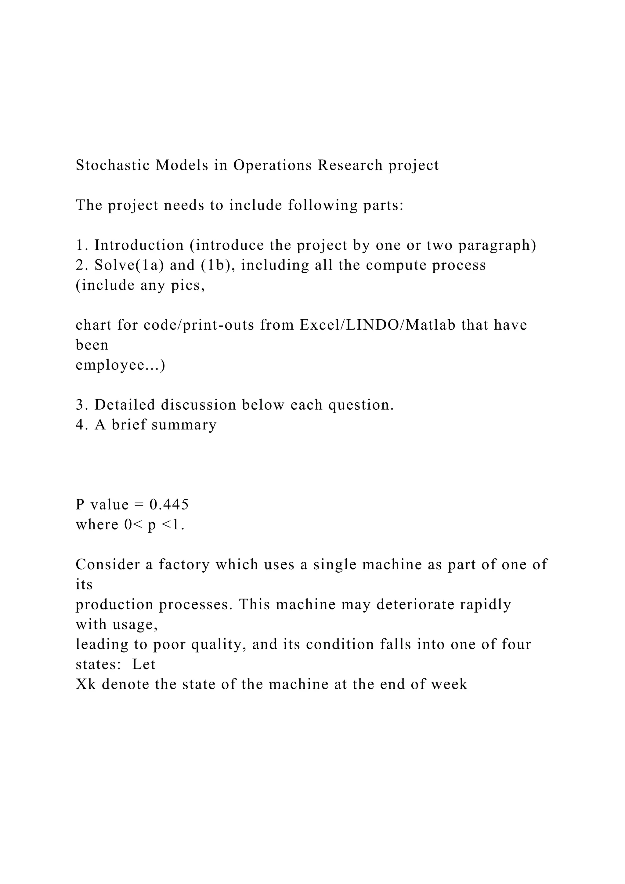 Stochastic Models In Operations Research Project The Projedocx Science