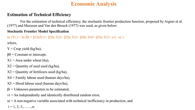 Formulation And Estimation Of Stochastic Frontier Production Ppt