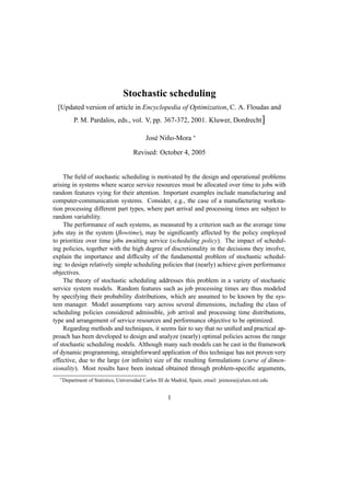 Stochastic scheduling | PDF