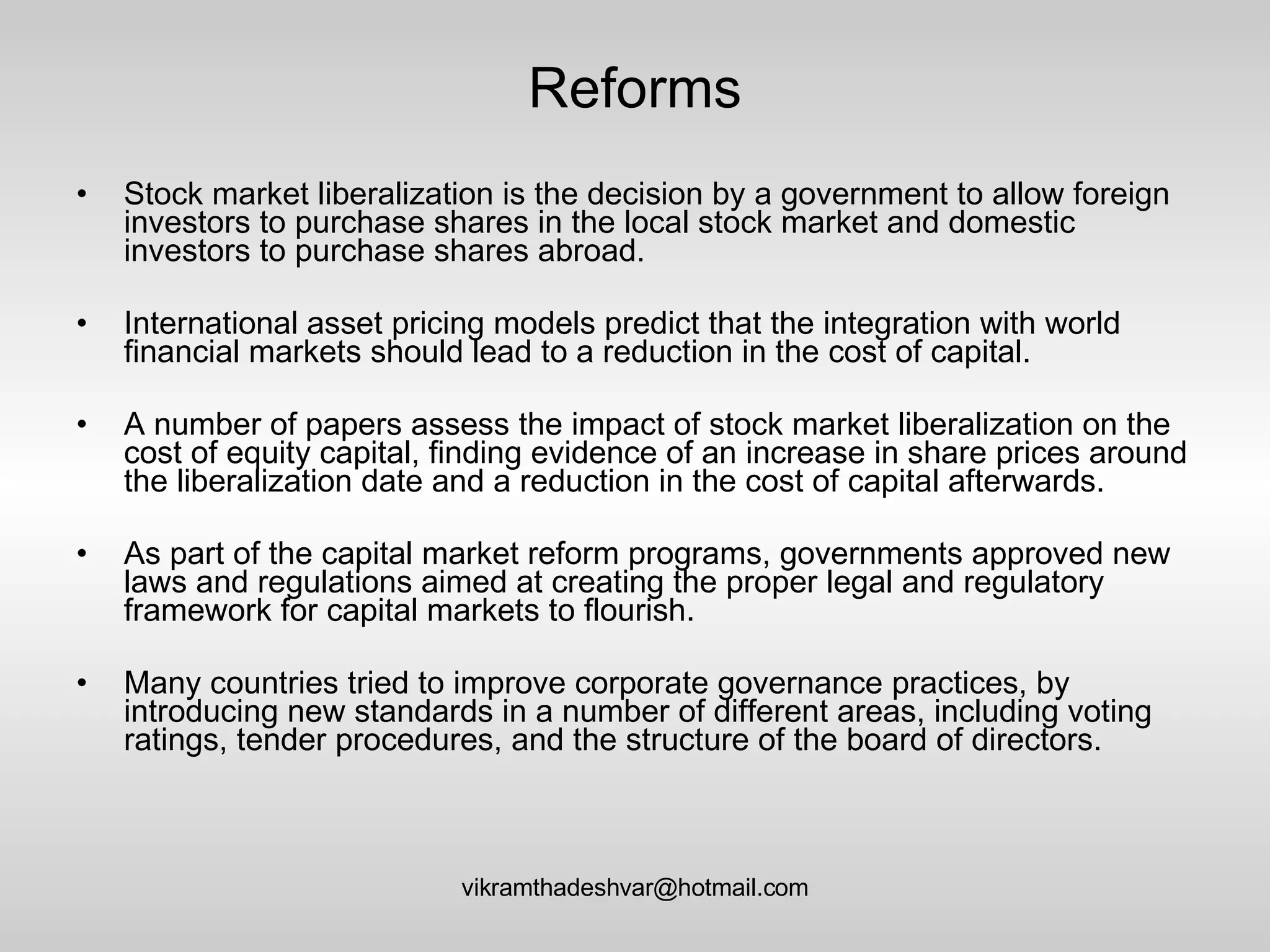 Stock Exchange Reforms In India | PPT