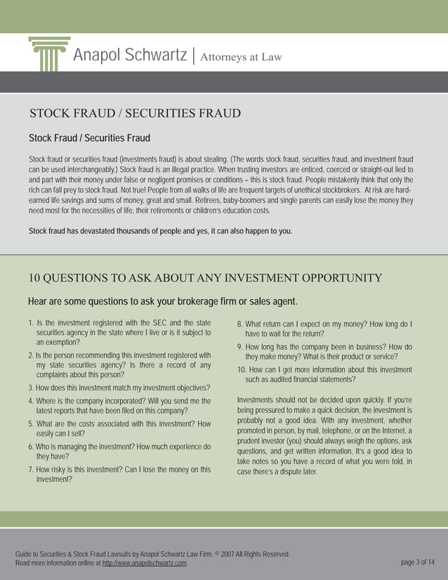 Stock Fraud Broker Misconduct | PPT