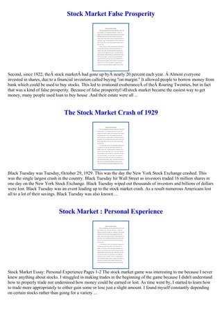 Stock-Market-Essay | PDF