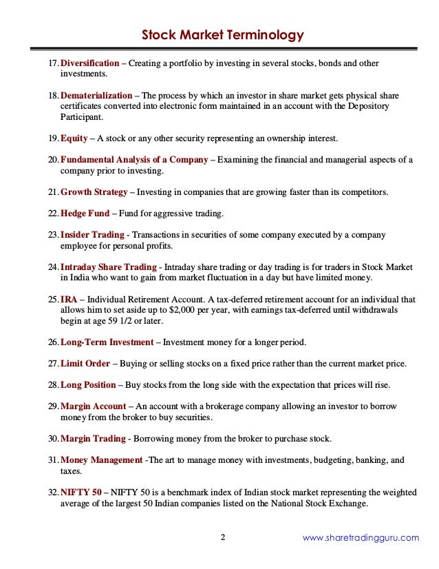 Stock Market Terminology for Beginners | PDF