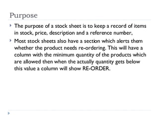 Stock Sheet | PPT