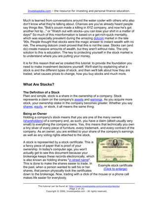 Stock Basics | PDF