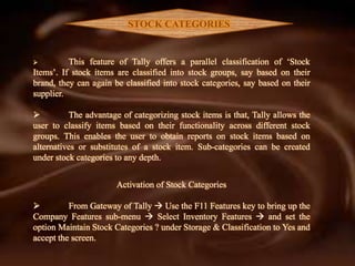 STOCK CATEGORIES in Tally - R.D.Sivakumar | PPTX