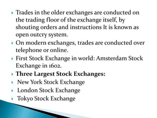 Introduction to Stock exchange | PPTX
