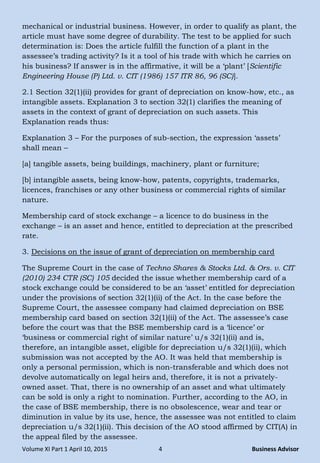 Stock exchange card is an intangible asset, entitled for depreciation ...