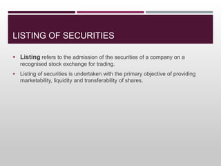 Stock exchange & listing | PPTX
