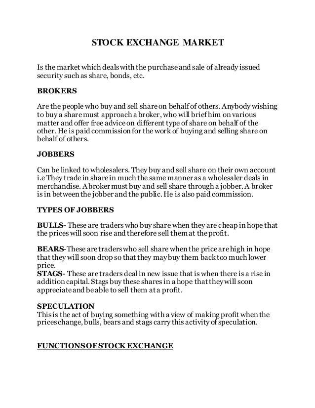 Stock exchange market | DOCX