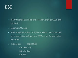 Stock exchanges of india | PPTX