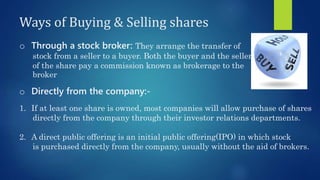 Stock(Share) Market | PPTX | Stocks and Bonds | Personal Investing