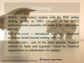 Stock exchanges of India | PPSX