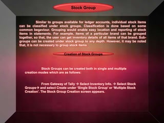 Stock Group in Tally - R.D.Sivakumar | PPTX