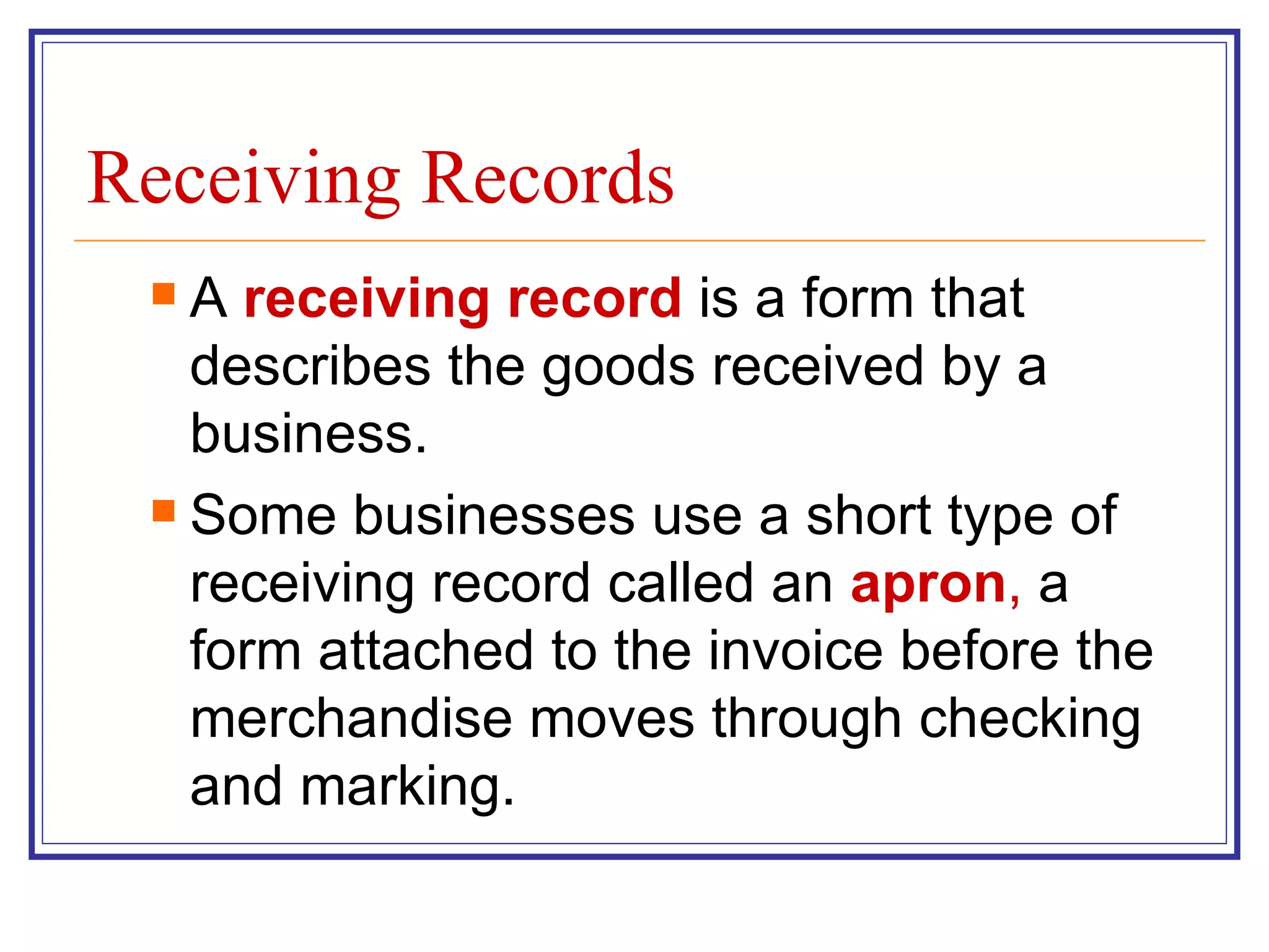 Stock handling | PPT