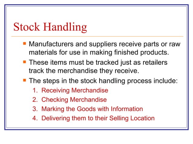 Stock handling | PPT | Logistics | Business