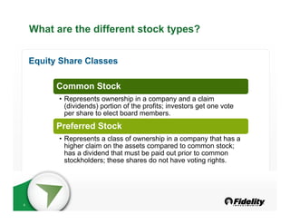Stock Investing Basics from Fidelity Investments | PDF