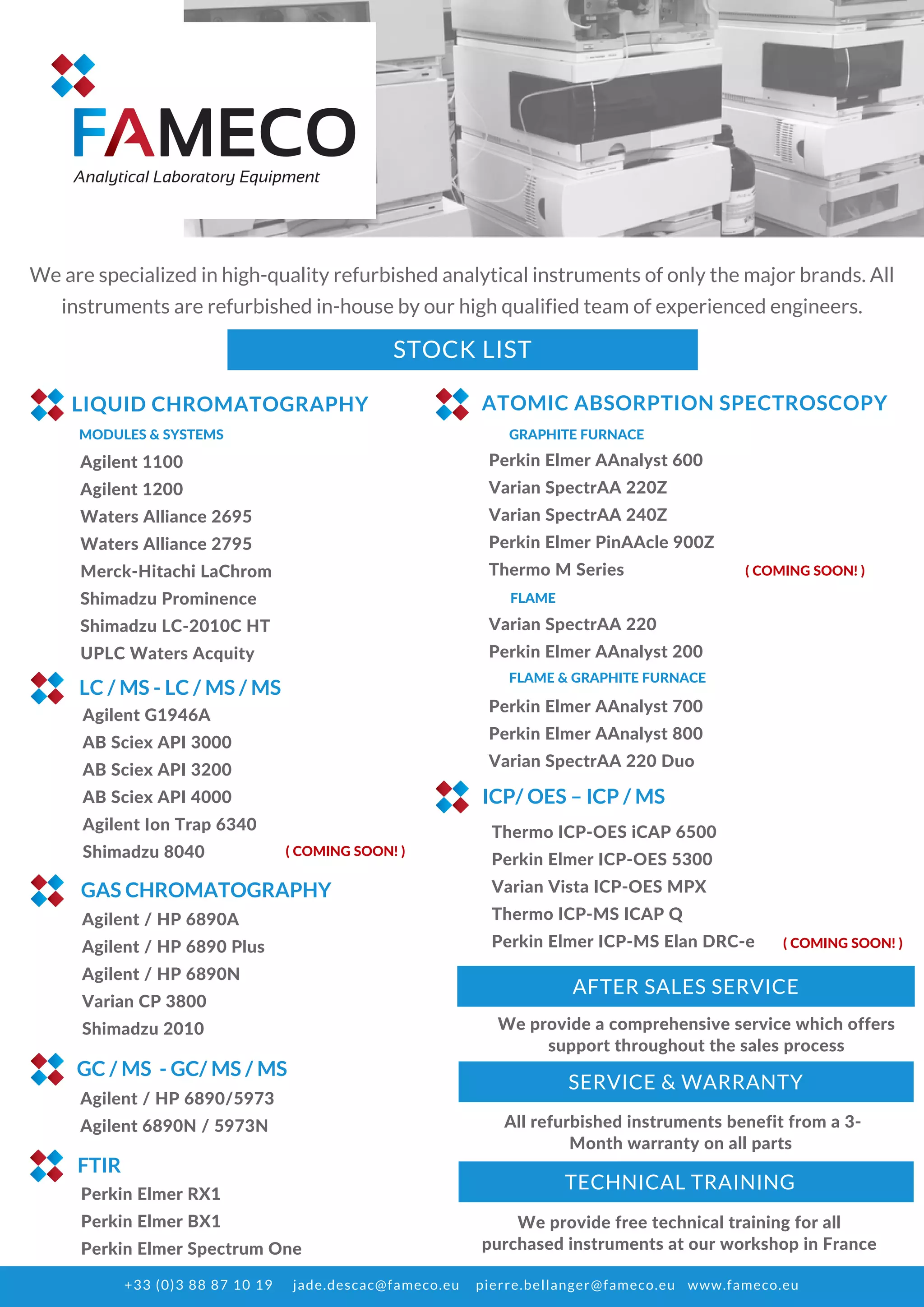 Stock list April 2018 - FAMECO analytical instruments | PDF