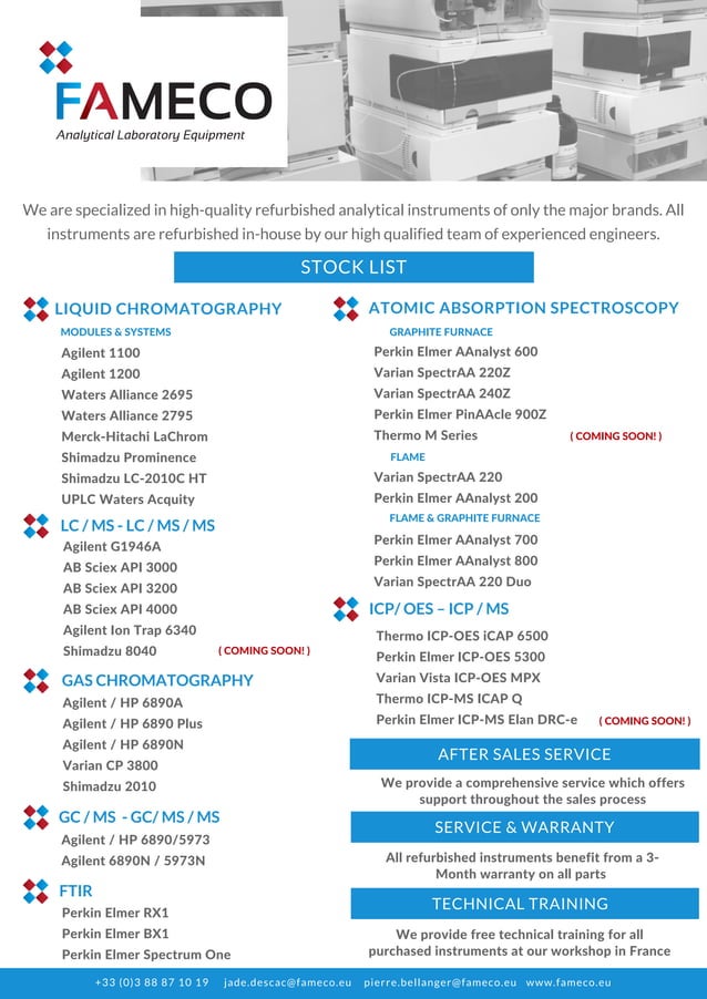 Stock list April 2018 - FAMECO analytical instruments | PDF