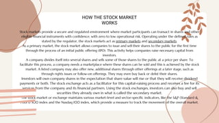 stock market.pdf | Stocks and Bonds | Personal Investing