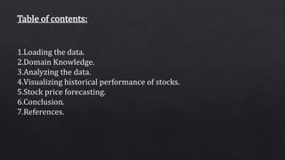 STOCK_MARKET_ANALYSIS based on the data analysis | PPT