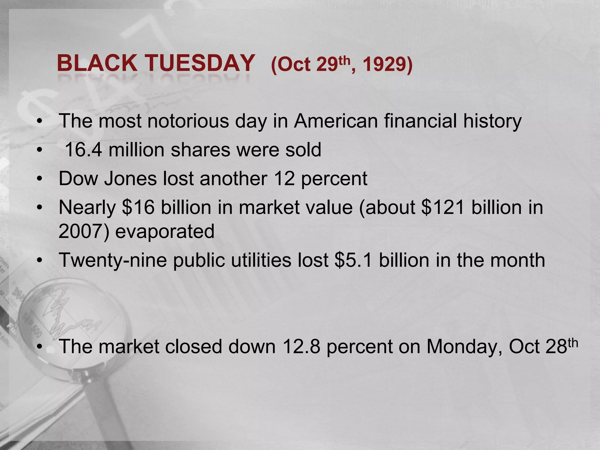 Stock Market Crash Of 1929 | PPTX