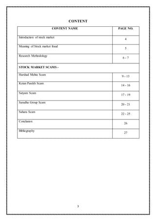 ASSIGNMENT ON STOCK MARKET FRAUD (Security Analysis & Portfolio ...