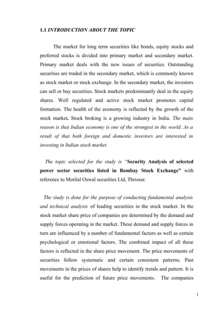 Stock market project for mba finance | DOC