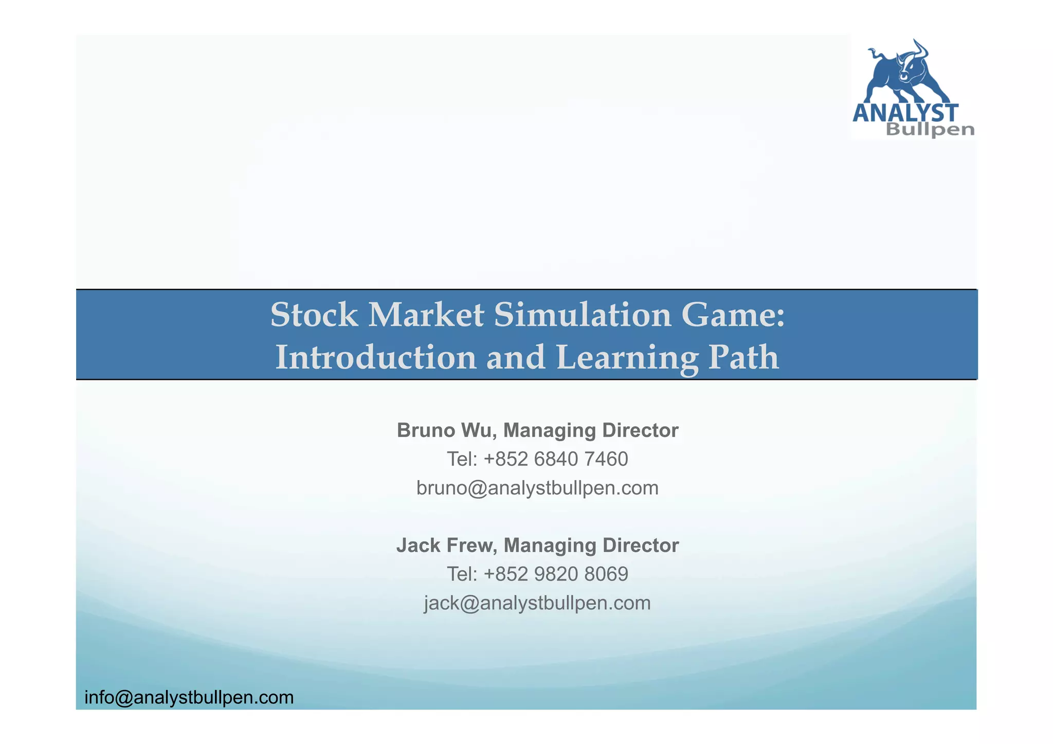Stock Market Smash Game Course Outline | PPT