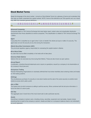 Stock market terms | PDF