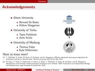 Enzyme Annotation using Conditional Ranking Algorithms | PPT