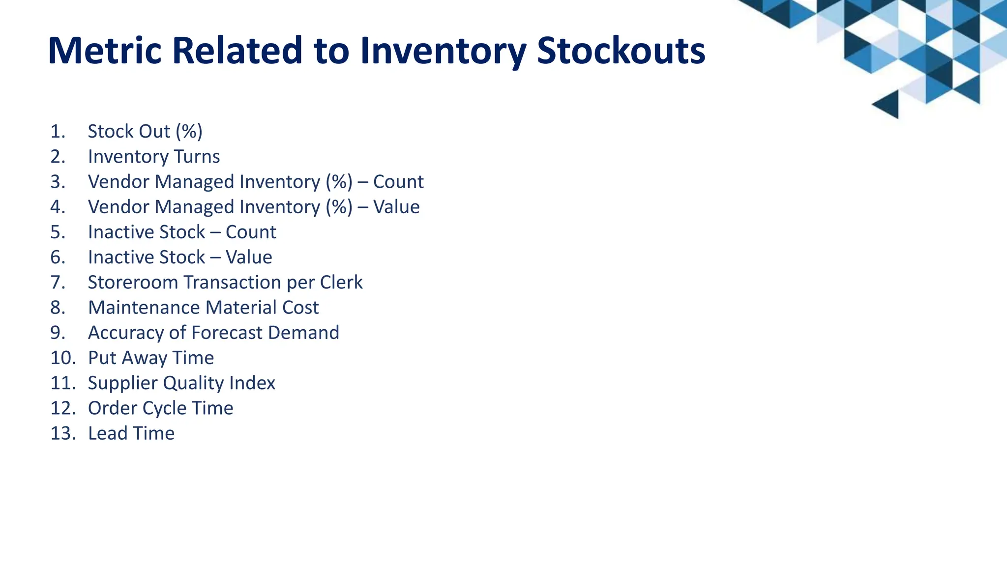 Stock Outs of Maintenance Inventory Spare Parts | PPT