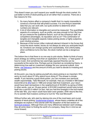 Stock Picking Strategies | PDF