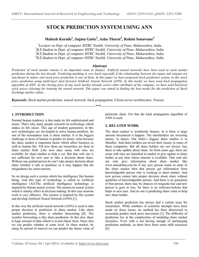 Stock prediction system using ann | PDF
