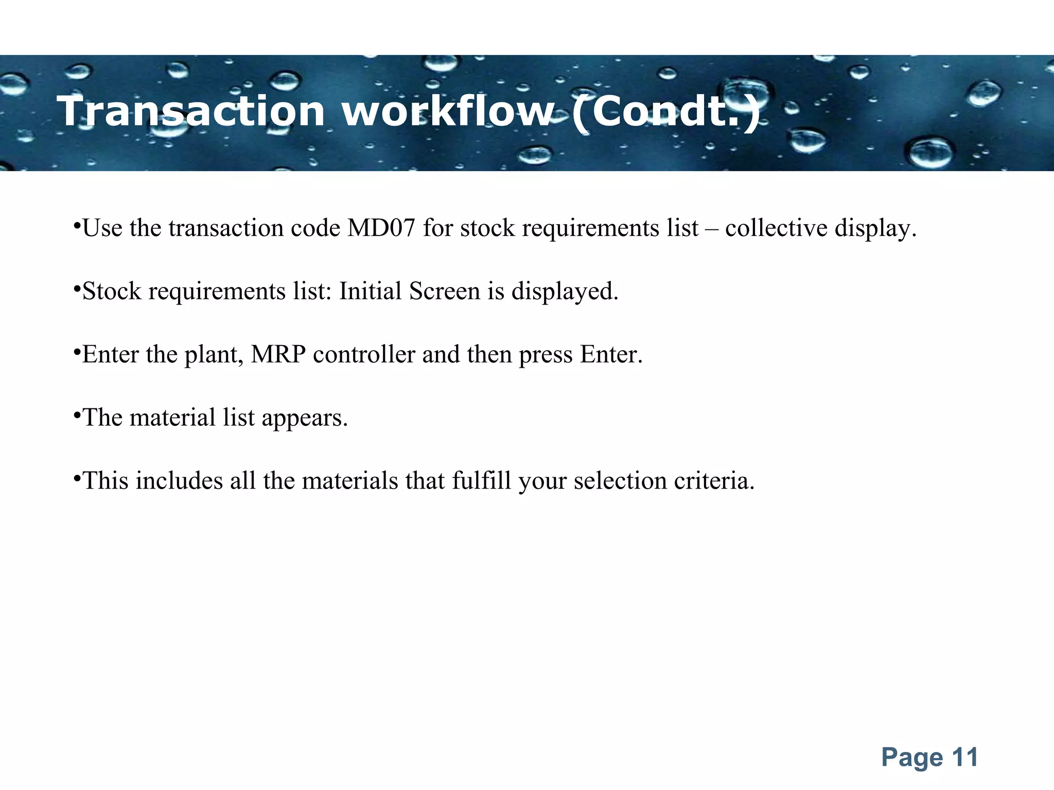 Stock requirements list md04 | PPT