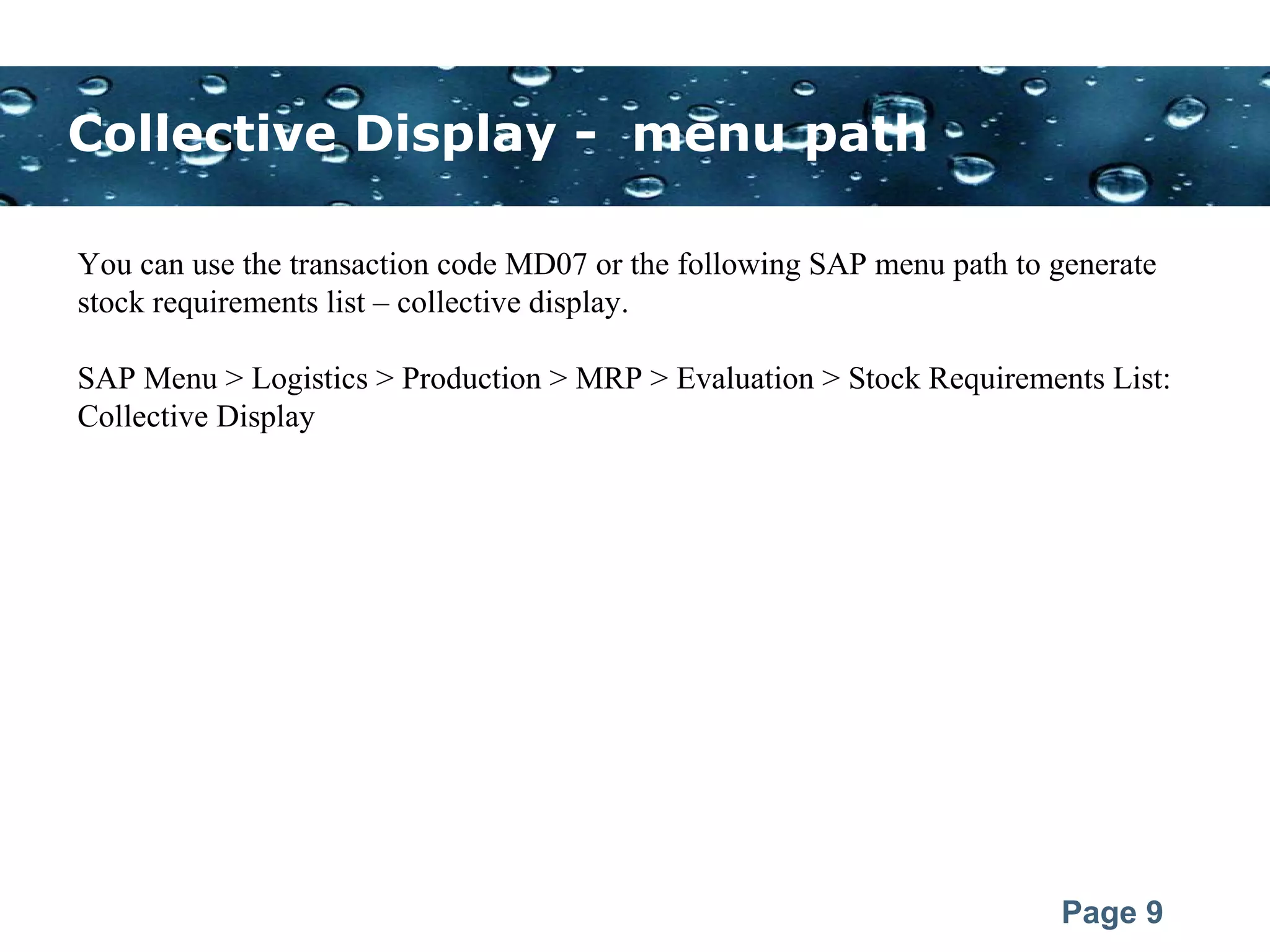 Stock requirements list md04 | PPT