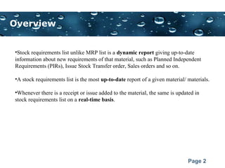 Stock requirements list md04 | PPT