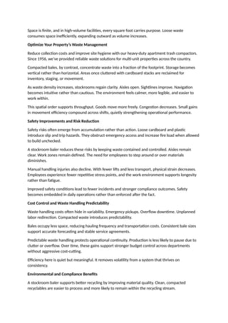 Stockroom Baler Solutions for Efficient Waste Handling | DOCX