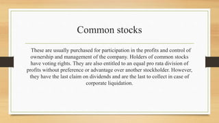 Stocks and Bonds | PPTX