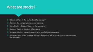 Stock Market for Beginners | PPT