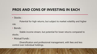 Introduction to Stocks, Bonds, Mutual funds | PPTX